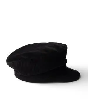 Prada Corduroy Newboy Cap - Black
