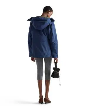 Prada Technical Fabric Blouson Jacket With Hood - Blue