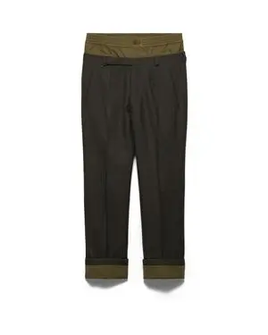 Prada Wool Pants With Cotton Details - Green
