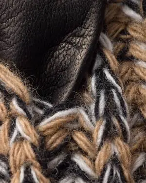 Prada Nappa Leather And Mélange Knit Gloves