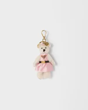 Prada Teddy Keychain Charm White/alabaster Pink