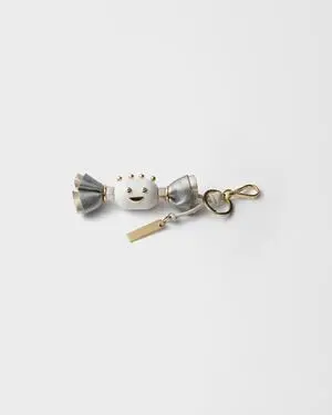 Prada Candy Plexiglas And Leather Key Ring Charm Chrome