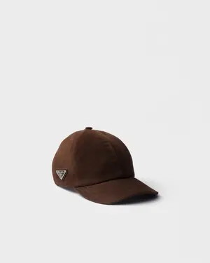 Prada Suede Baseball Cap Dark Brown