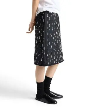 Prada Embroidered Scuba Midi-skirt