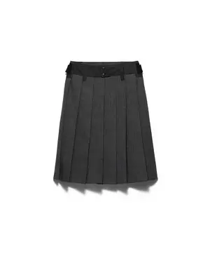 Prada Pleated Hopsack Skirt - Grey