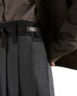 Prada Pleated Hopsack Skirt