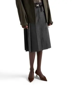 Prada Pleated Hopsack Skirt