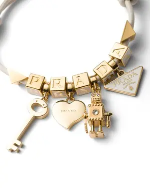 Prada Nappa Leather And Metal Charm Bracelet