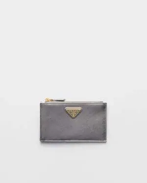 Prada Saffiano Leather Card Holder Chrome