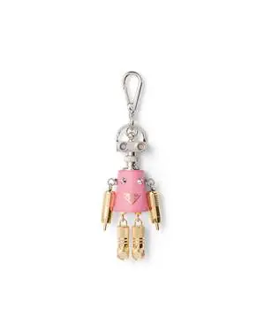Prada Robot Saffiano Leather Key Ring Charm - Pink