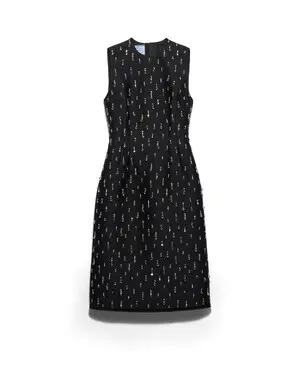 Prada Embroidered Scuba Sheath Dress