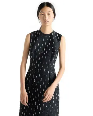 Prada Embroidered Scuba Sheath Dress