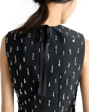 Prada Embroidered Scuba Sheath Dress