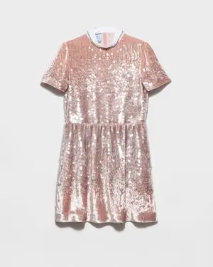 Prada Sequined Velvet Mini-dress - Opaline