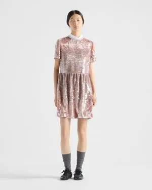 Prada Sequined Velvet Mini-dress - Opaline