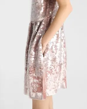 Prada Sequined Velvet Mini-dress - Opaline