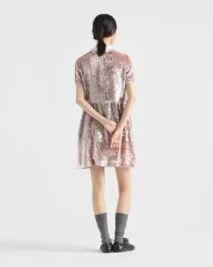 Prada Sequined Velvet Mini-dress - Opaline