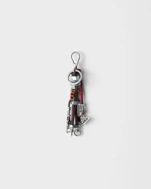 Prada Robot Metal Key Ring Charm Burgundy/grey