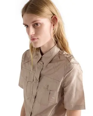 Prada Short-sleeved Taffeta Shirt - Neutral