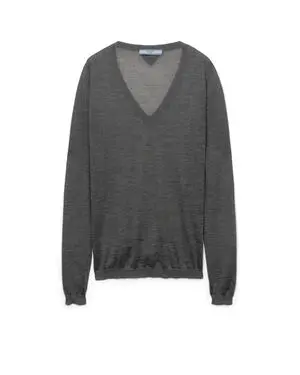 Prada Cashmere And Silk V-neck Sweater - Grey