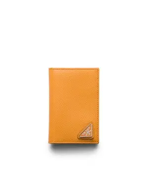 Prada Saffiano Leather Card Holder - Orange