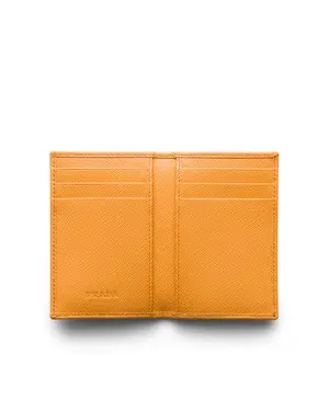 Prada Saffiano Leather Card Holder - Orange