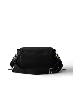 Prada Large Nappa Leather Shoulder Bag With Flap - Black