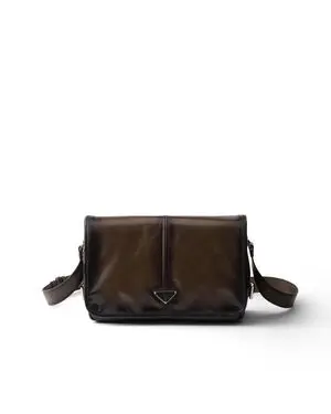 Prada Antiqued Leather Shoulder Bag - Green
