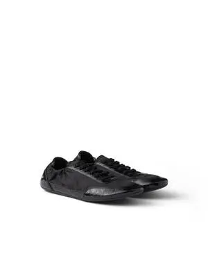 Prada Collapse Re-nylon And Leather Sneakers - Black