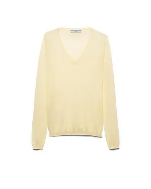 Prada Cashmere And Silk V-neck Sweater - Yellow
