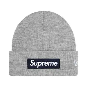 Supreme New Era Box Logo Beanie - Grey