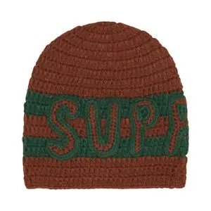 Supreme Crochet Logo Beanie - Brown
