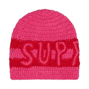 Supreme Crochet Logo Beanie - Pink