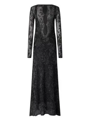 Pinko Openwork Long-sleeve Maxi Dress