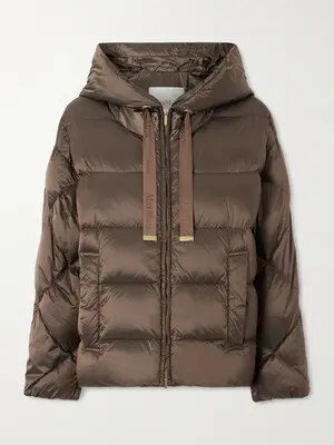 Max Mara The Cube Hooded Quilted Down Jacket - Brown