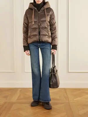 Max Mara The Cube Hooded Quilted Down Jacket - Brown