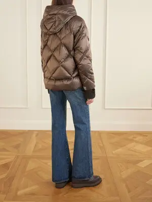 Max Mara The Cube Hooded Quilted Down Jacket - Brown