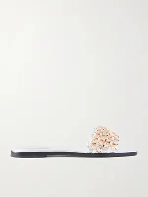 Simkhai Faye Embellished Metallic Leather Slides - Gold