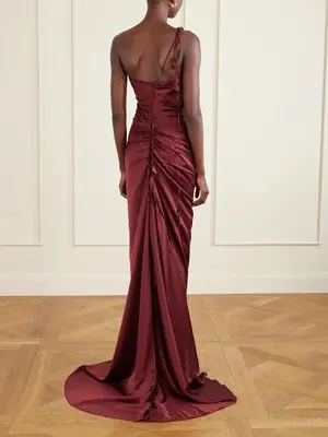 MARMAR HALIM Embellished Draped Satin Bustier Gown