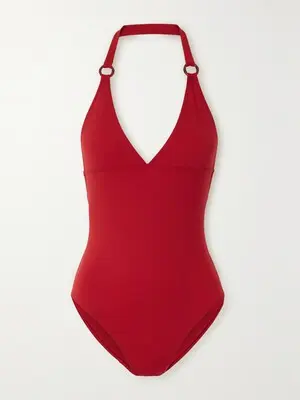 Loro Piana Embellished Halterneck Swimsuit - Red
