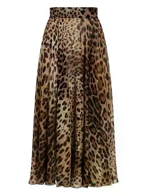 Dolce & Gabbana Leopard-print Pleated Midi Skirt