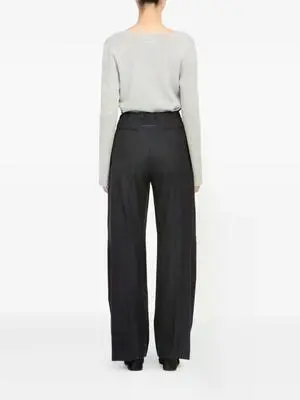 MAISON MARGIELA Pinstripe Trousers With Frayed Waistband - Grey