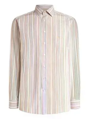 Etro Striped Pegaso-embroidered Shirt - Neutrals