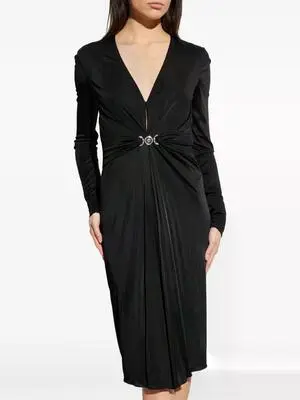 Versace Medusa-plaque Draped Dress - Black