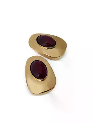 Saint Laurent Hammered Cabochon-setting Clip-on Earrings