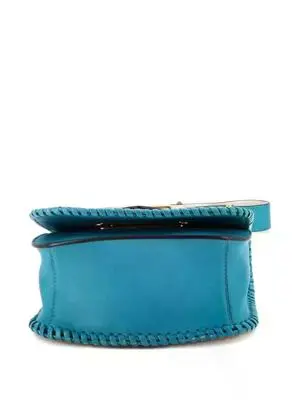 Prada Cahier Rounded Leather And Straw Small Crossbody Bag