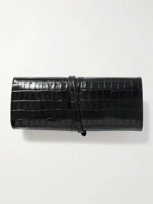 LIFFNER Belted Croc-effect Leather Clutch