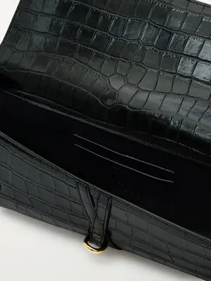 LIFFNER Belted Croc-effect Leather Clutch