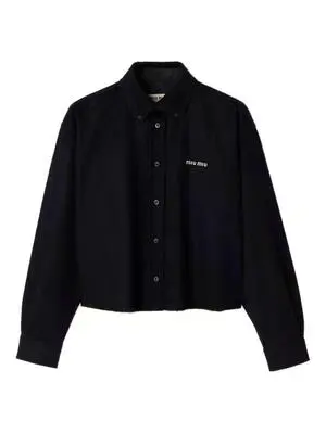 Miu Miu Embroidered-logo Shirt - Blue