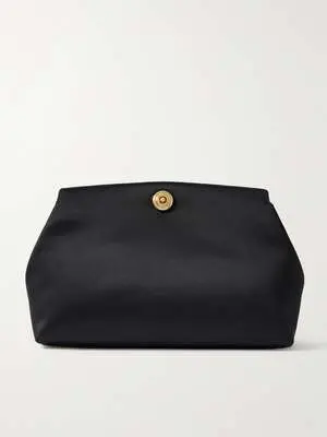 LIFFNER Leather-trimmed Satin Clutch